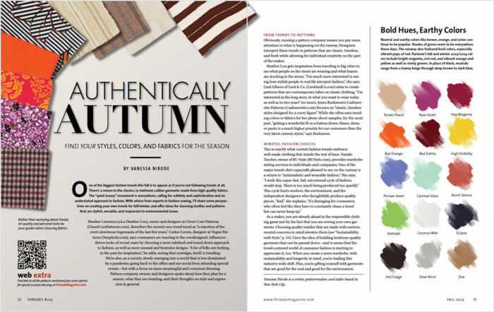 Autumn 2023 Styles, Colors, and Fabrics - Threads
