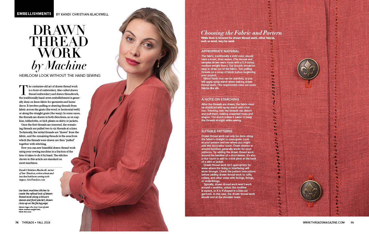 Drawn Thread Work by Machine - Threads